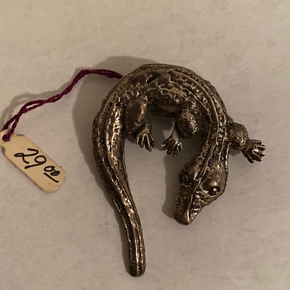 Sterling Silver Alligator Pin - Gem